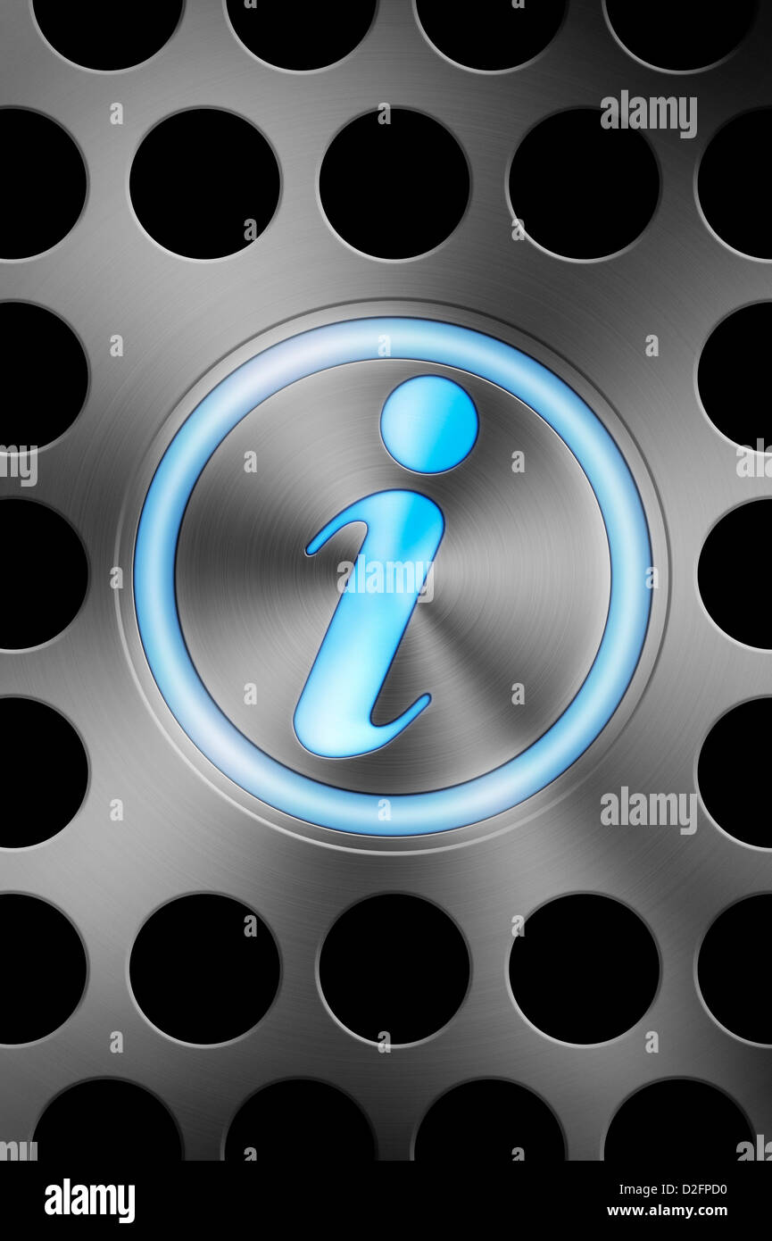 Glowing INFORMATION symbol on a Mac style computer background Stock ...