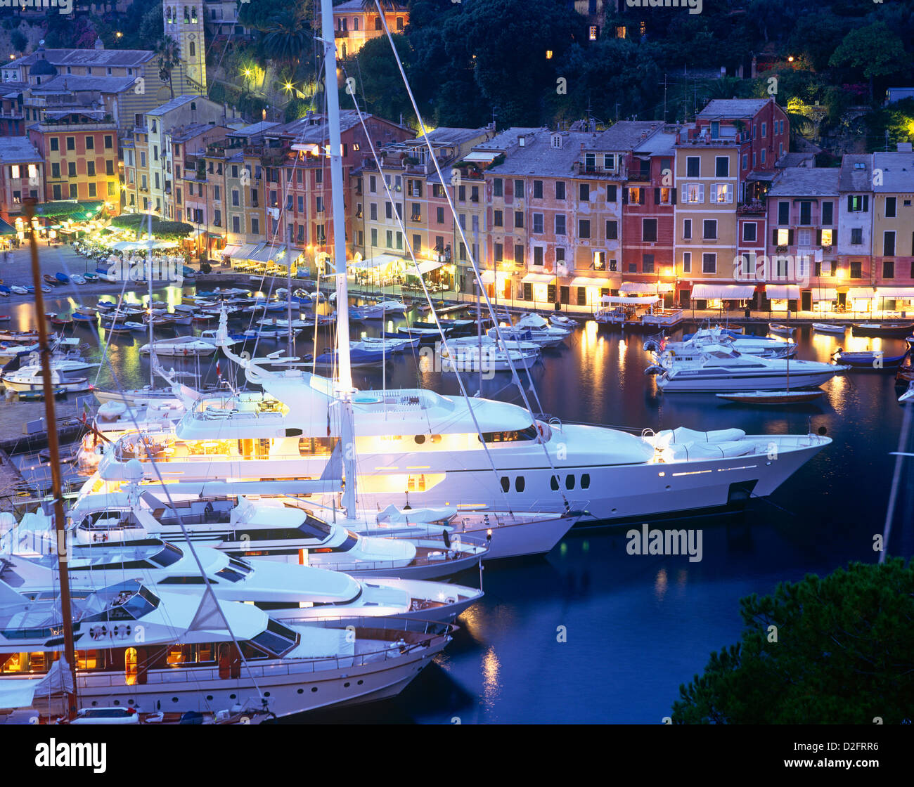 Portofino harbour at night, Liguria, Italy Stock Photo - Alamy