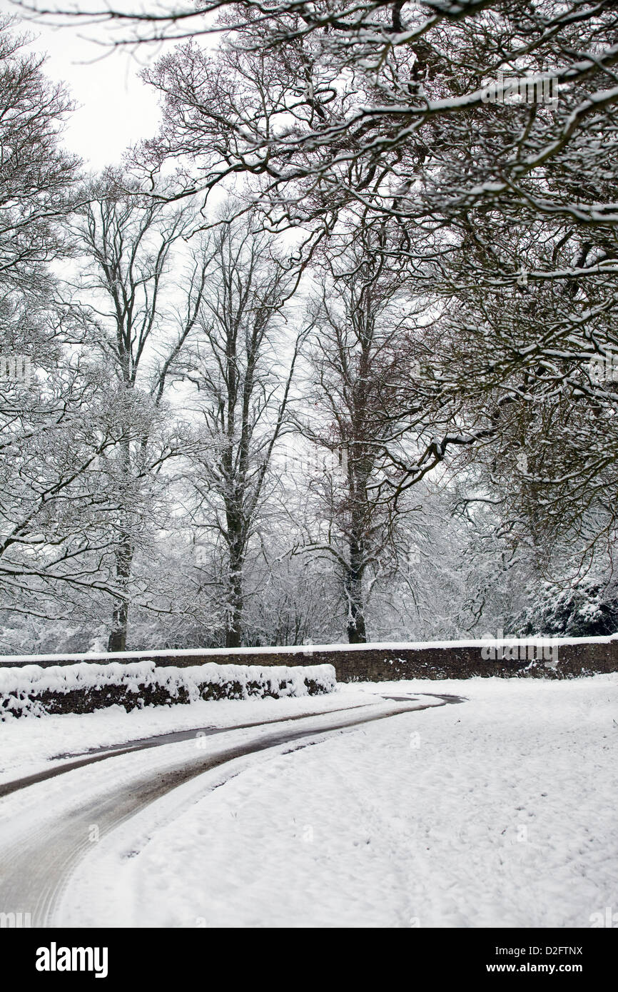snow covered Country road Stock Photo - Alamy