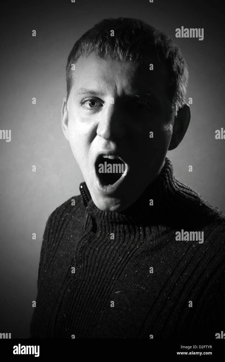 Aggressive annoyed Black and White Stock Photos & Images - Alamy