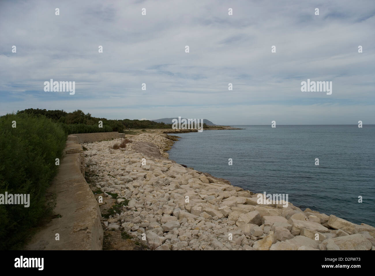 Coast at the Punic settlement of Kerkouane on the Cap Bon peninsula in ...