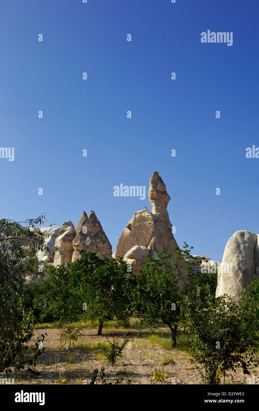 Fairy Chimneys rock formation landscape near Goreme, in Cappadocia ...