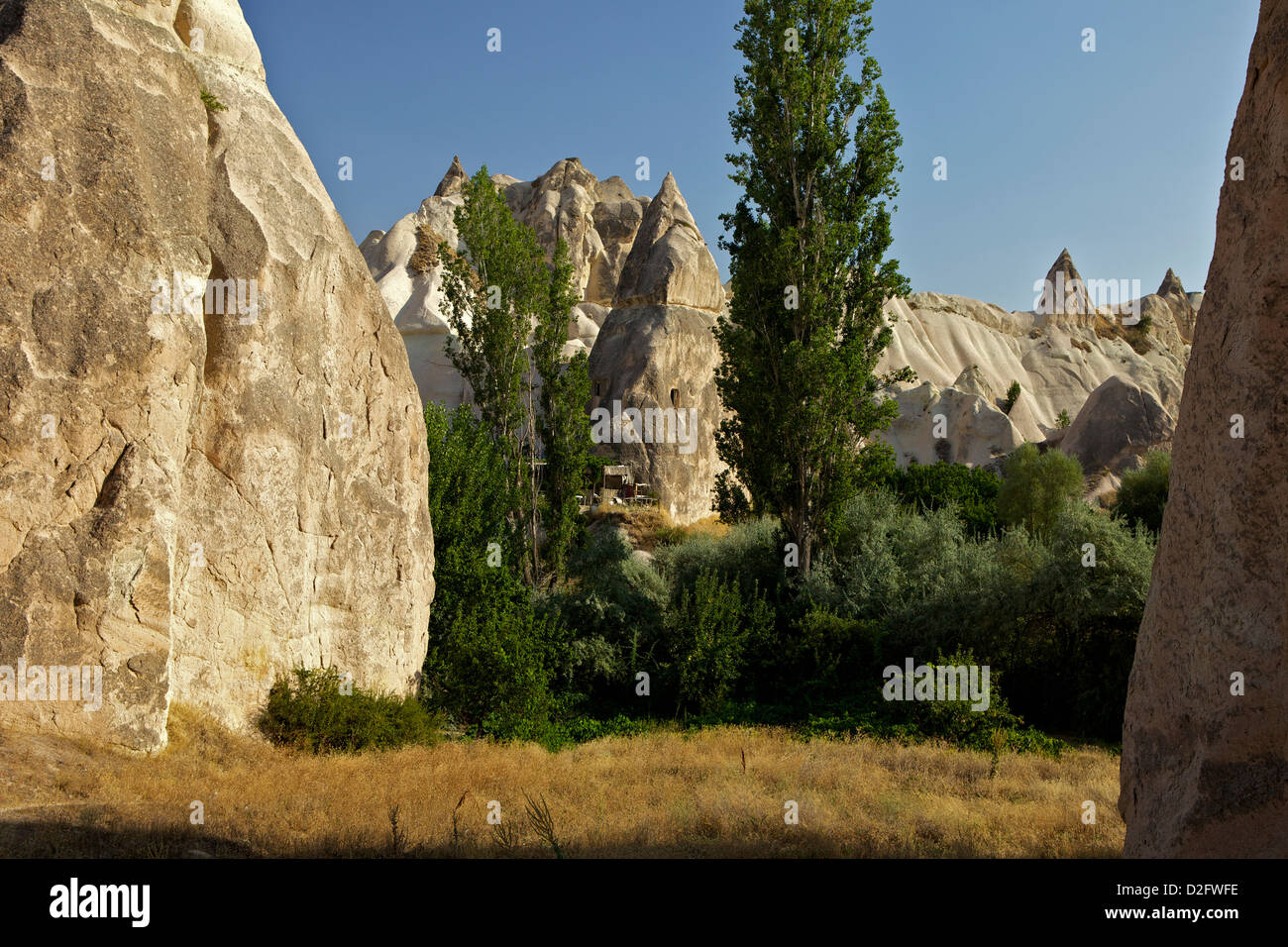 Fairy Chimneys rock formation landscape near Goreme, in Cappadocia ...