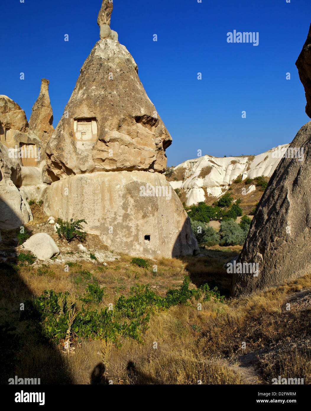 Fairy Chimneys rock formation landscape near Goreme, in Cappadocia ...