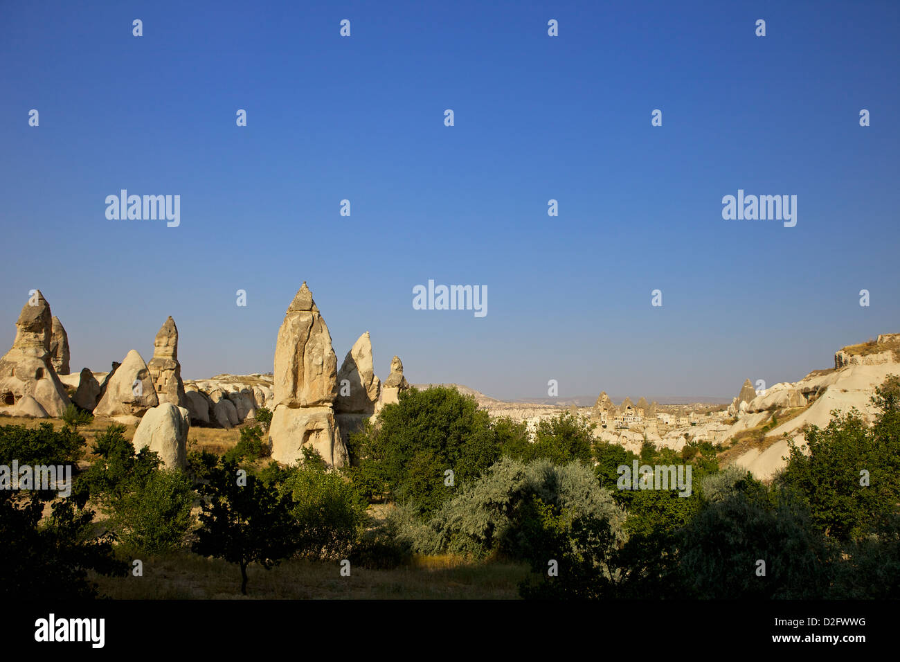 Fairy Chimneys rock formation landscape near Goreme, in Cappadocia ...