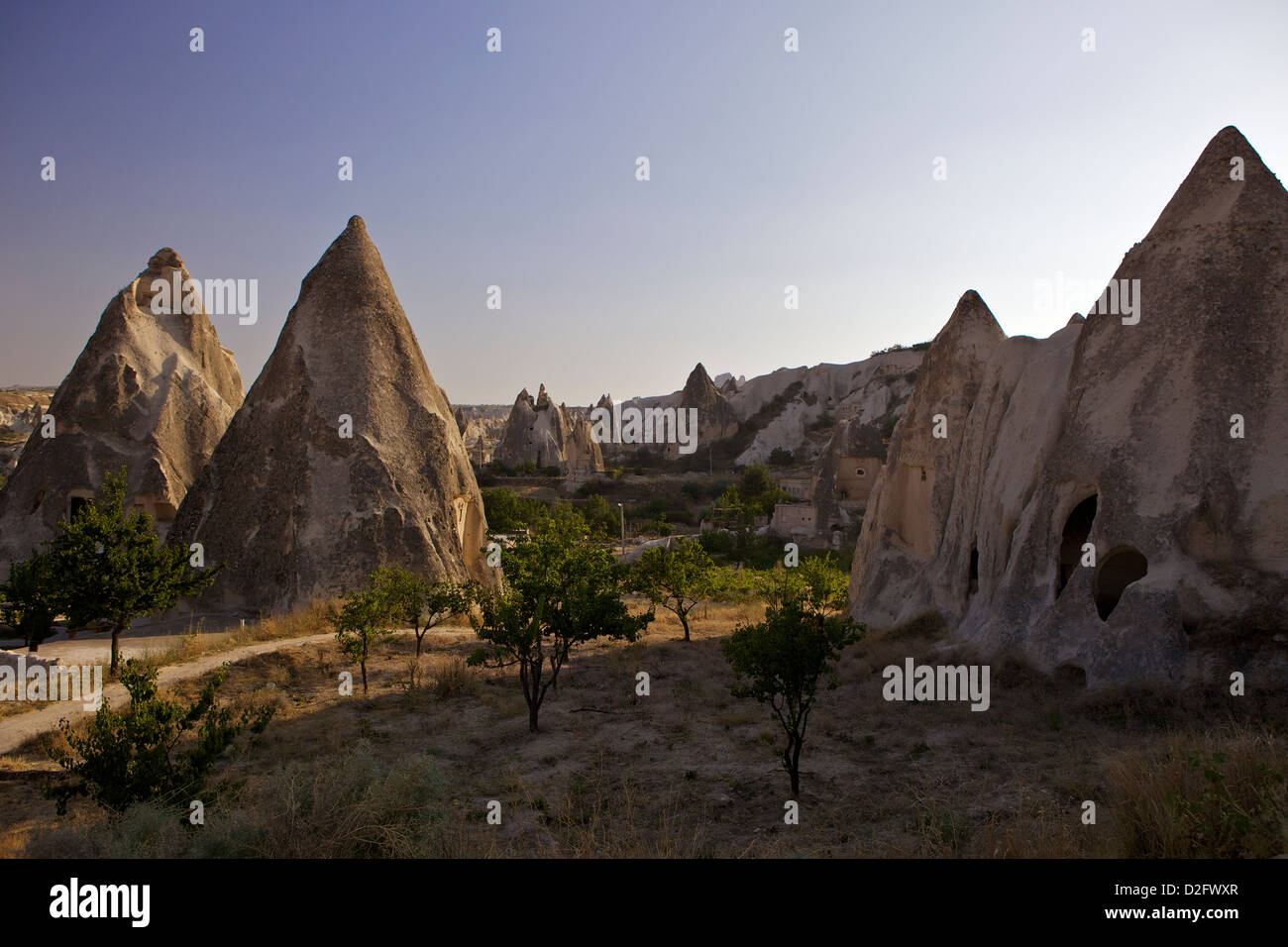 Fairy Chimneys rock formation landscape near Goreme, in Cappadocia ...