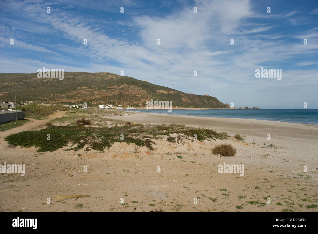 Beach by El Haouaria at the tip of the Cap Bon peninsula in Tunisia ...