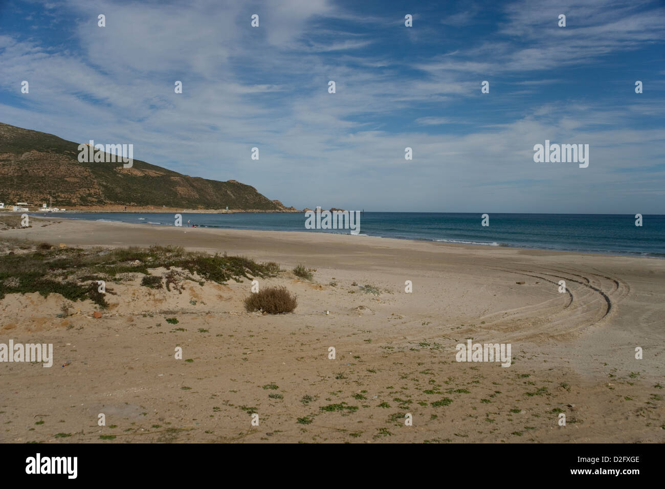 Beach by El Haouaria at the tip of the Cap Bon peninsula in Tunisia ...