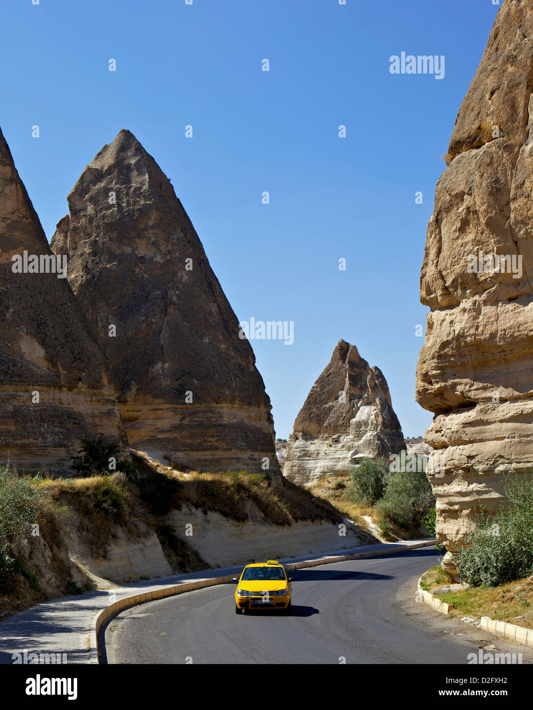 Highway Through Goreme Valley, Cappadocia, Turkey Fairy Chimneys ...