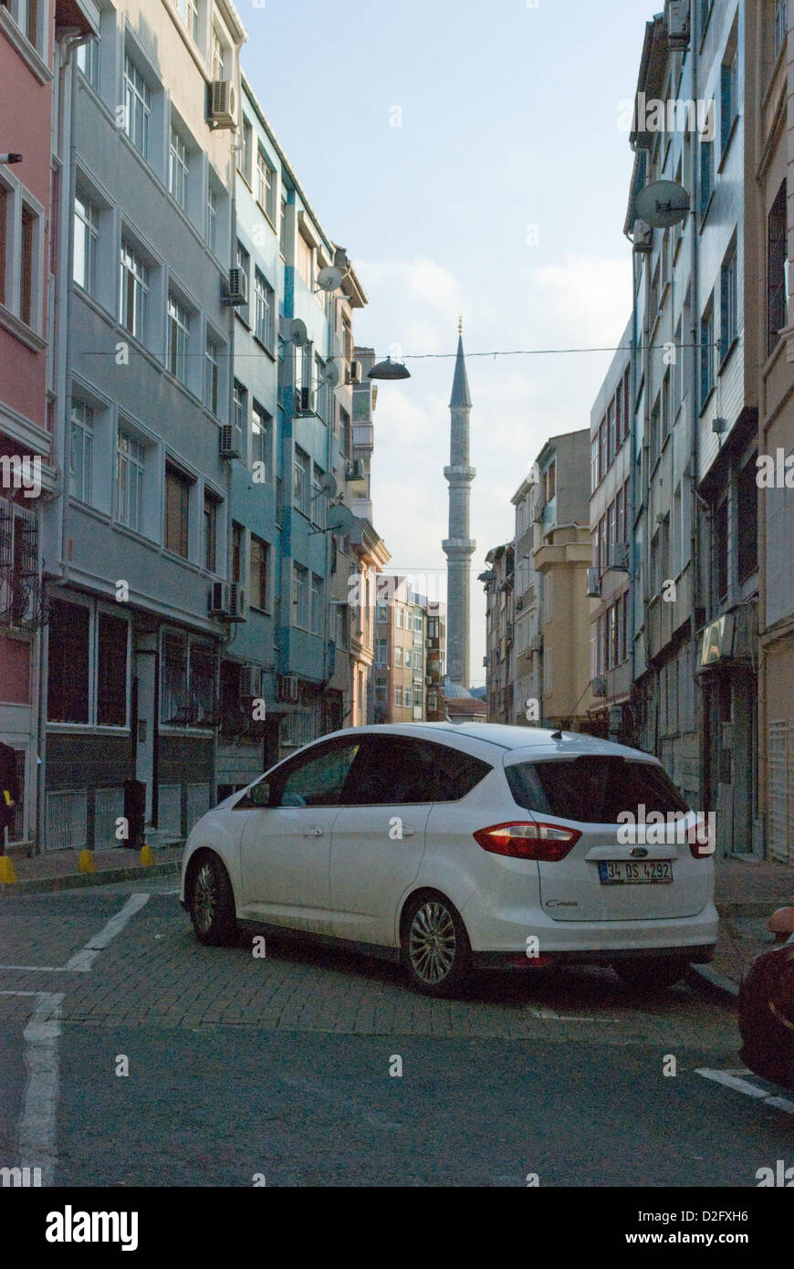A street in Fatih, Istanbul with view of mosque in the distance Stock ...