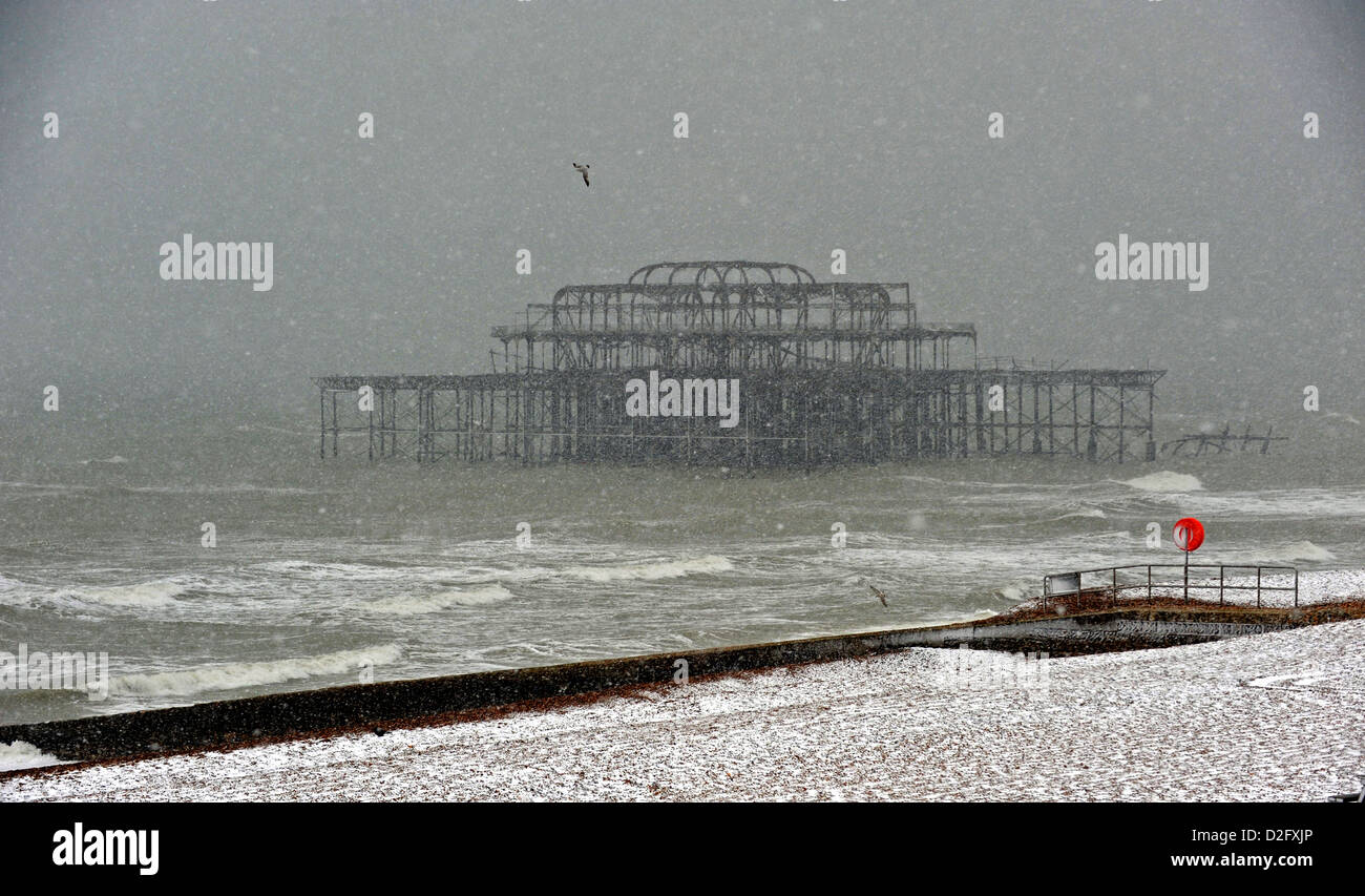 Brighton west pier storm hi-res stock photography and images - Alamy