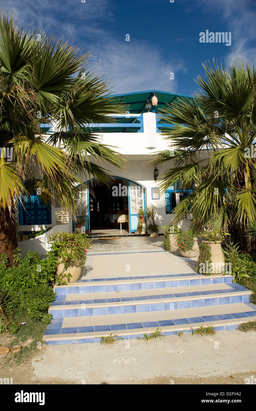Restaurant on the beach by El Haouaria at the tip of the Cap Bon ...