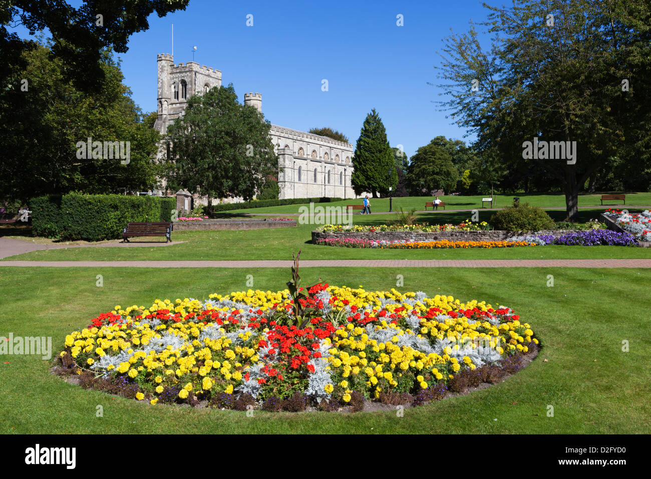 Priory Gardens and Priory Church of St Peter Stock Photo - Alamy