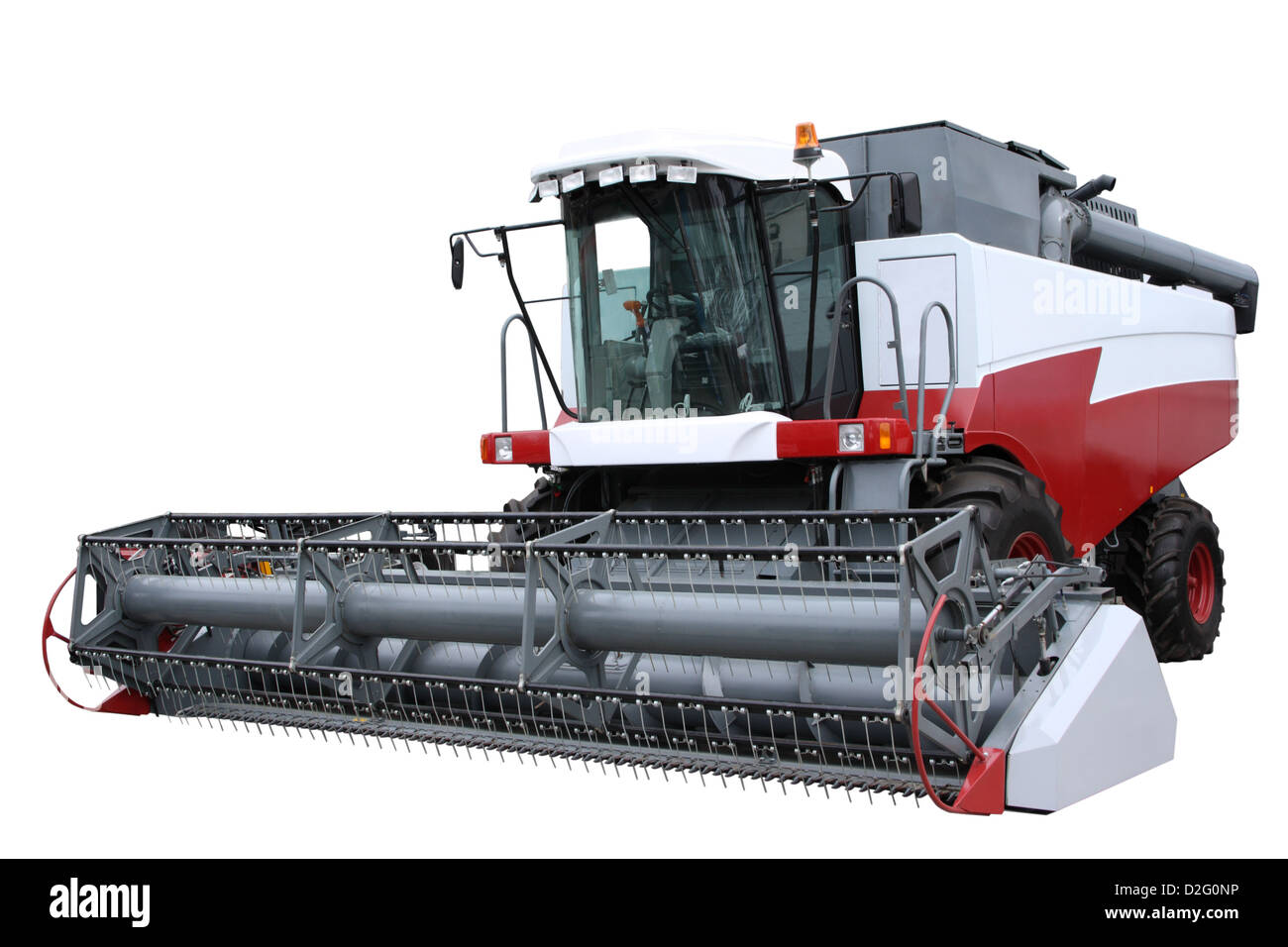 Red modern combine isolated on a white background Stock Photo - Alamy