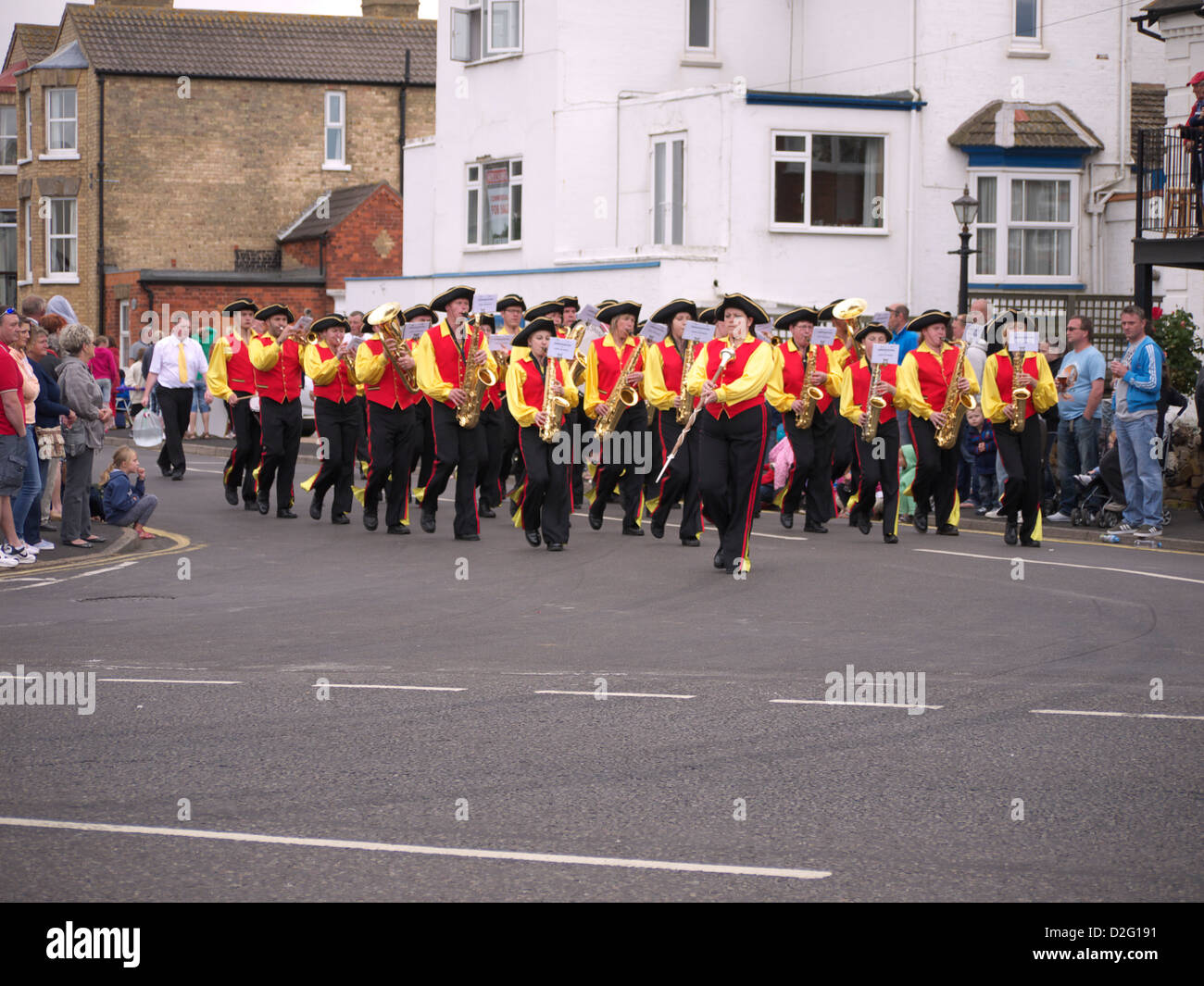 Marching band part of Sutton on Sea carnival parade august 2012 Stock ...