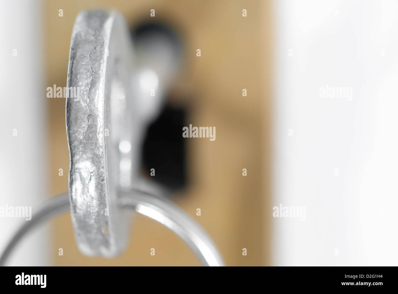 Macro photo of old style house key in door lock Stock Photo - Alamy