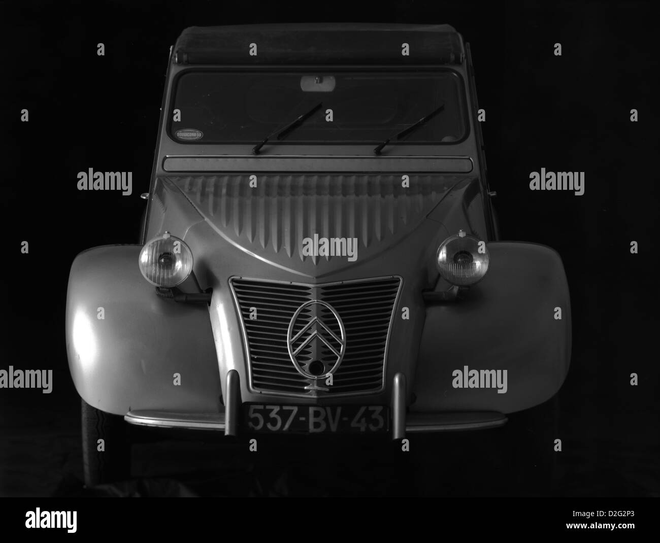 1950 citroen 2cv front view black background, studio photograph,black ...