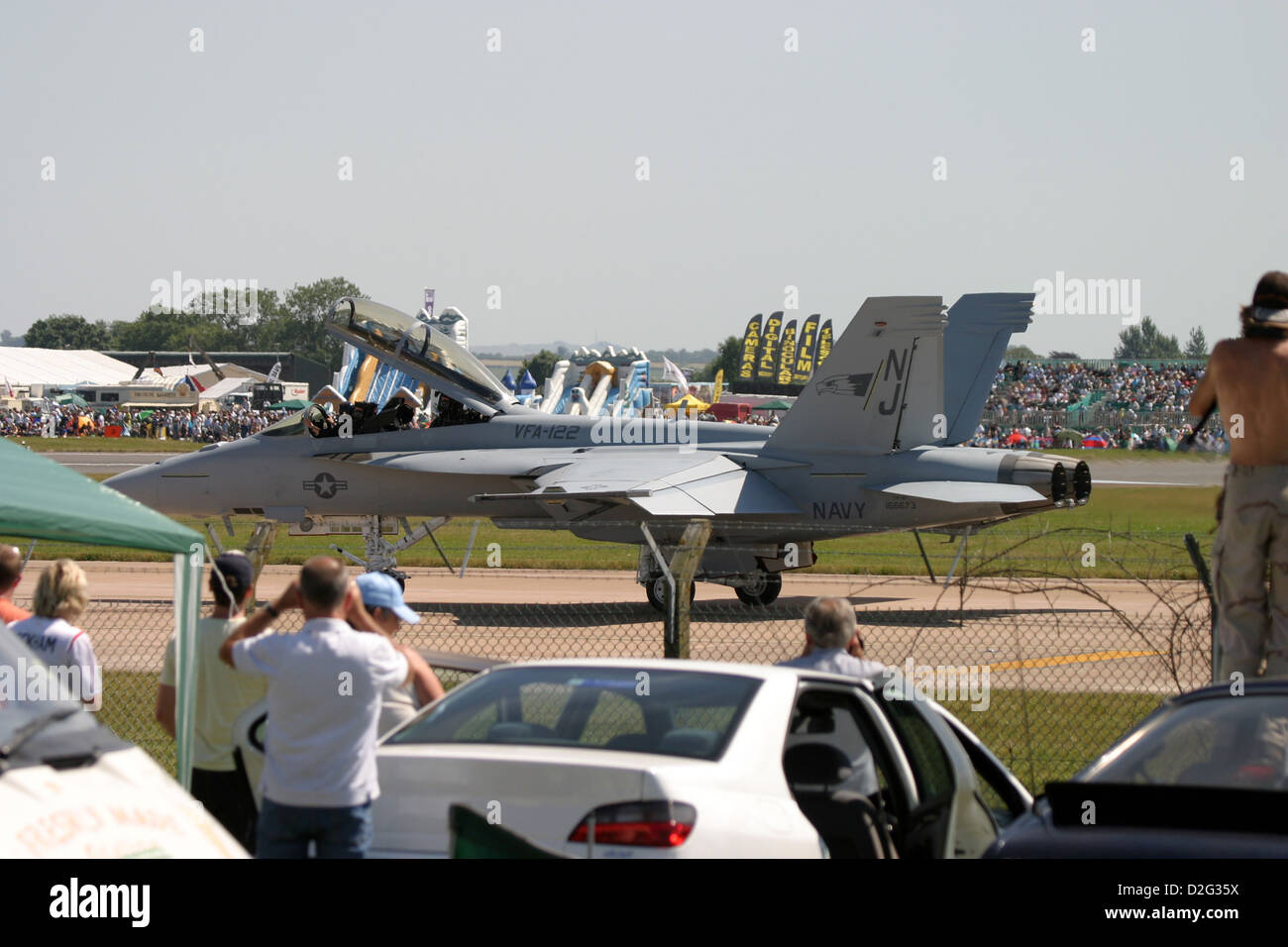McDonnell Douglas F/A-18 Hornet pilot waves to crowd at RAF Fairford ...