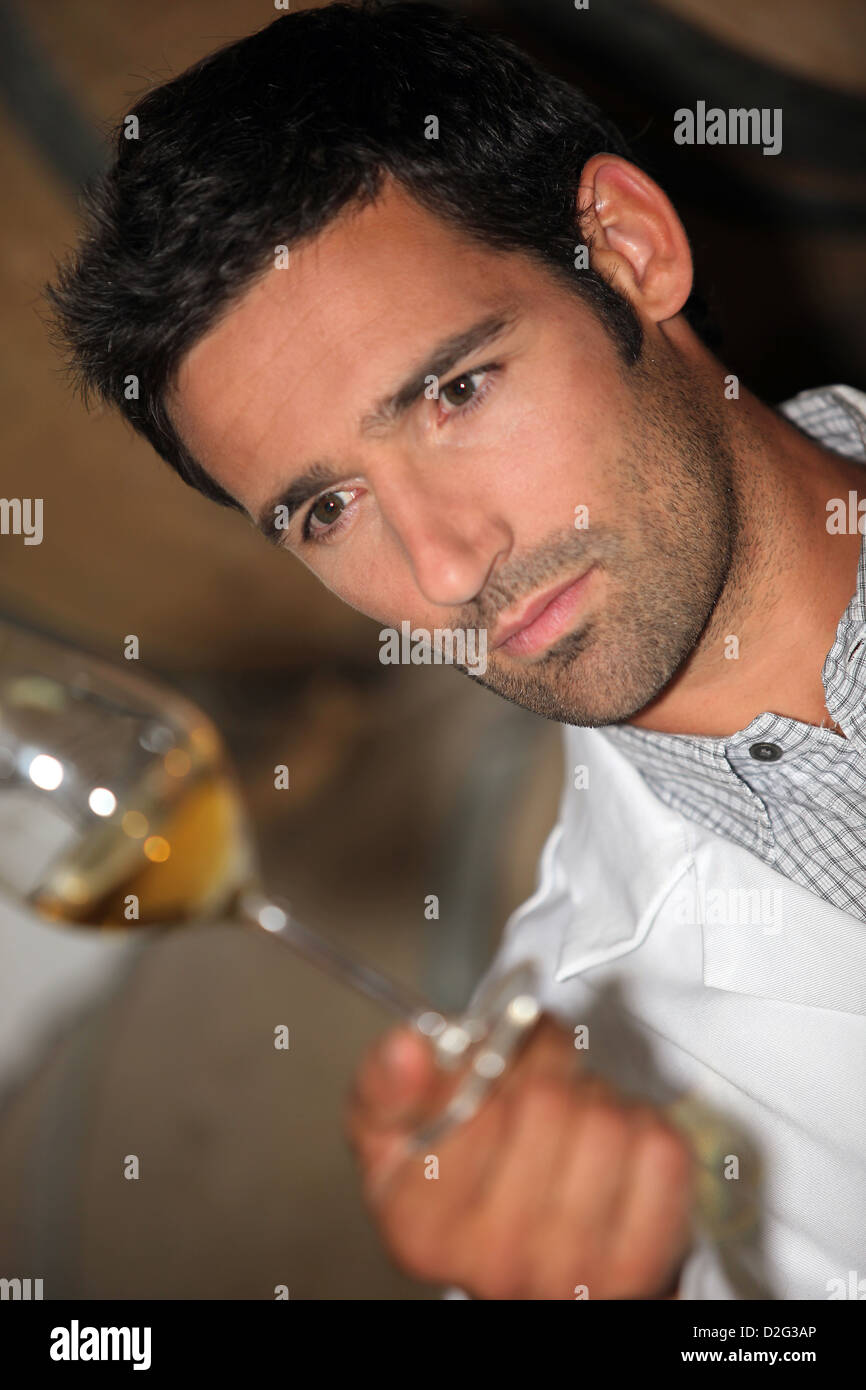 Man tasting wine Stock Photo - Alamy