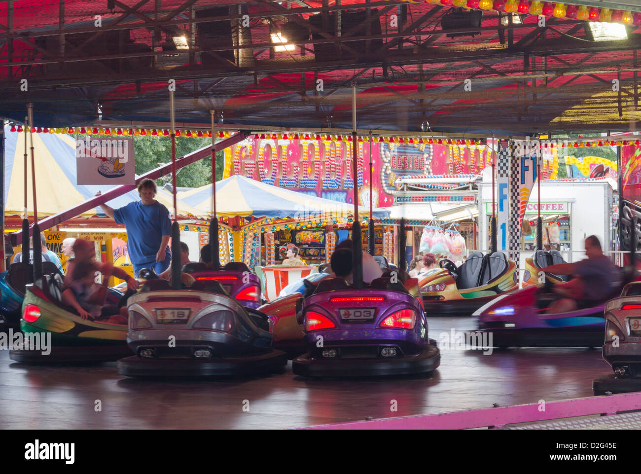 Dodgems at the travelling fairground set up in Gloucester Park for the ...