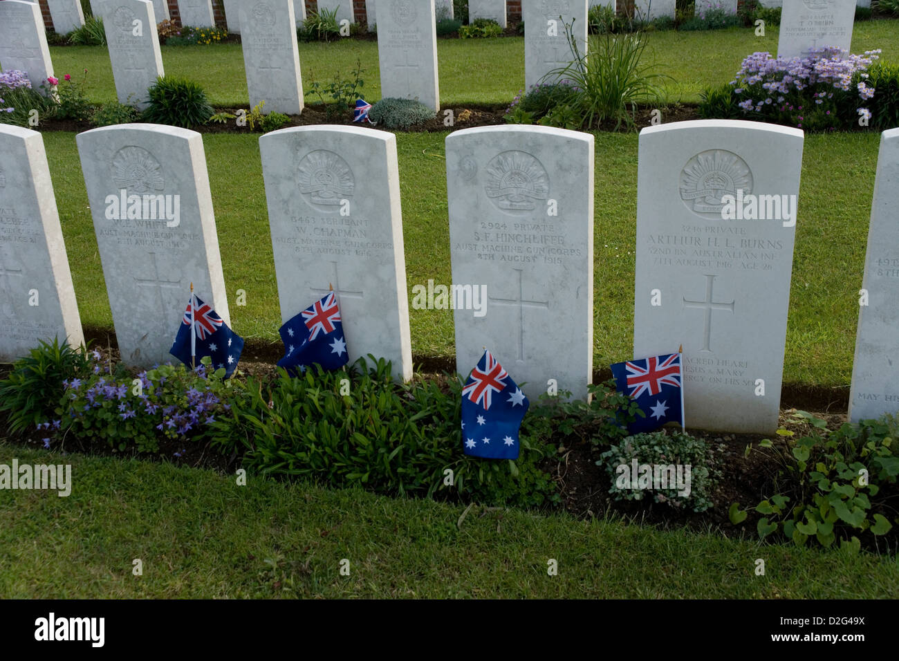 Australian graves flags in bapaume hi-res stock photography and images ...