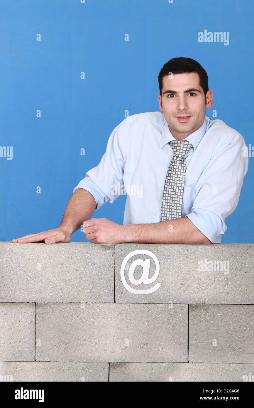 Man embracing technology Stock Photo - Alamy