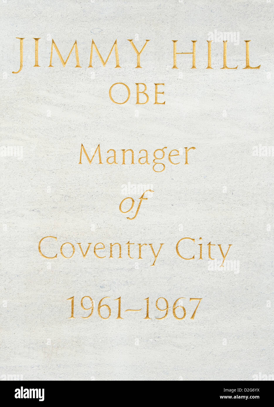 Statue of football legend Jimmy Hill, former Coventry City FC manager ...