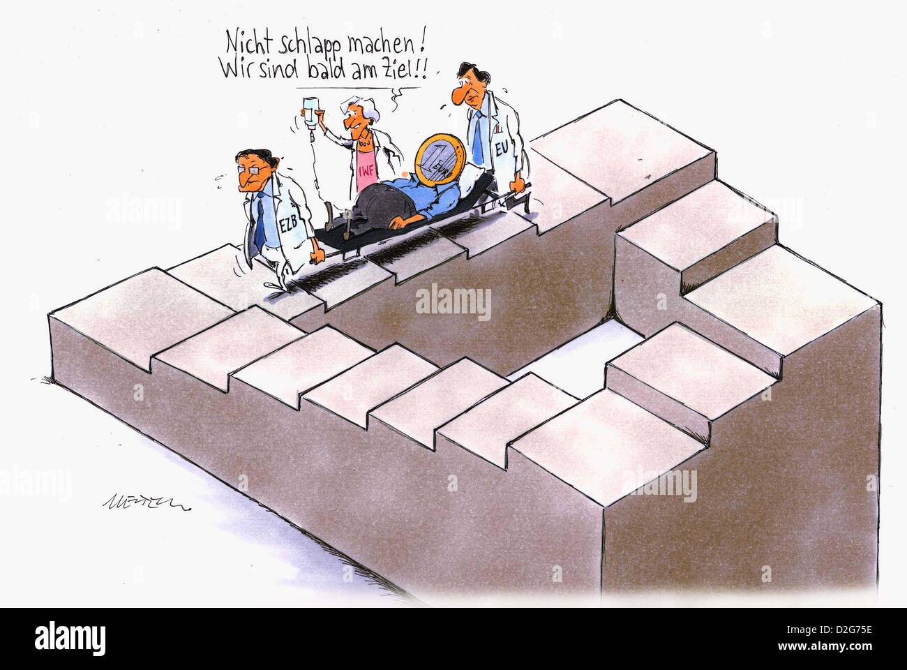 HANDOUT - A caricature by illustrator Gerhard Mester depicts the euro ...