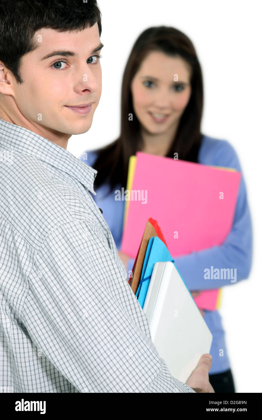 University students having a conversation before class Stock Photo - Alamy