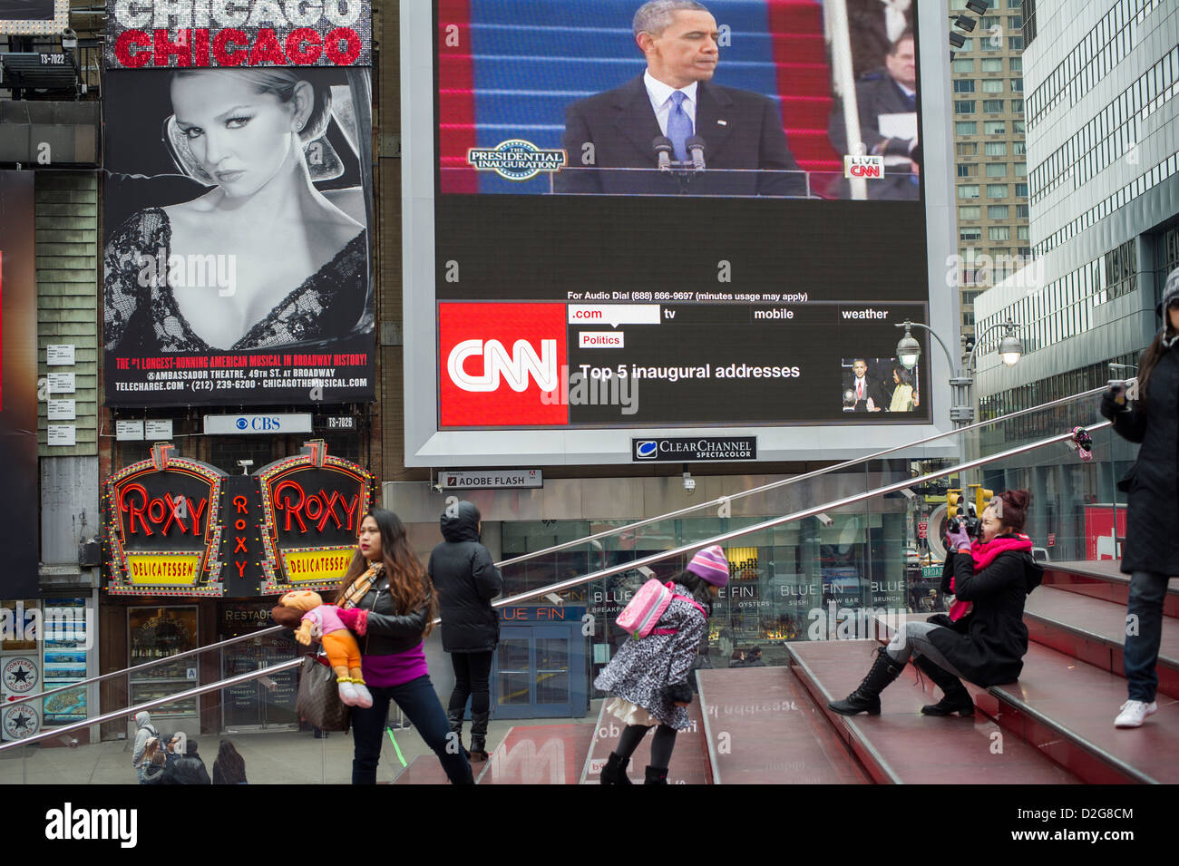 Passer-by gather in Times Square in New York on Monday, January 21 ...