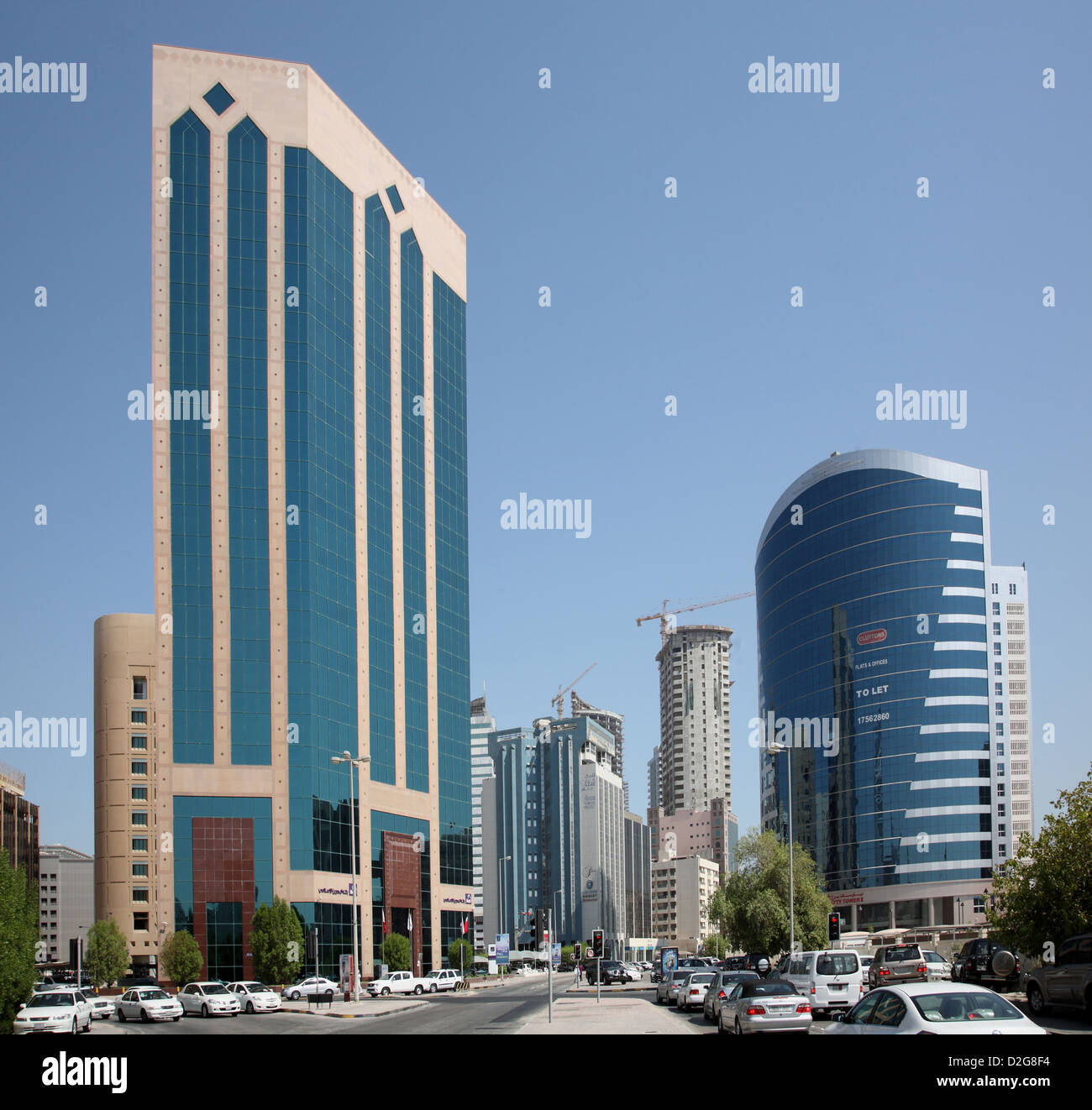 Manama, Bahrain. Looking east along Government Avenue towards the ...