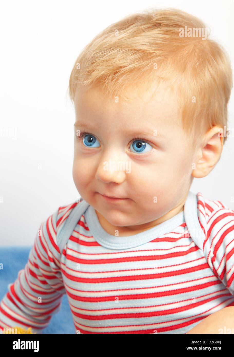 Studio portrait of a happy one year old baby boy Stock Photo - Alamy