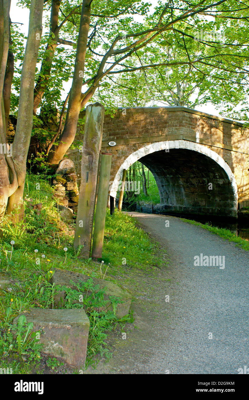Canal bridge over the Leeds Liverpool canal at Salterforth Lancs Stock ...