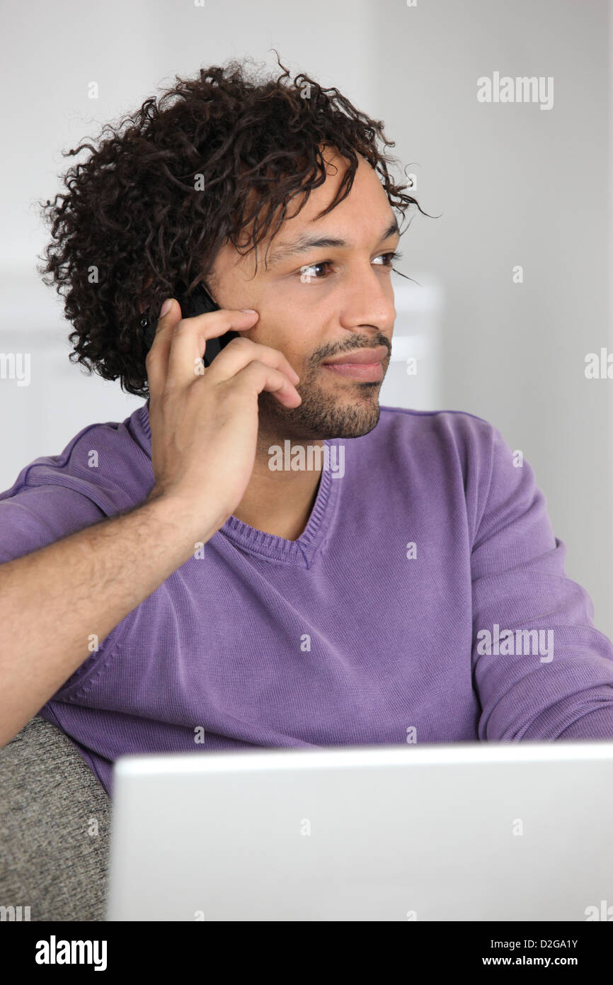 Man talking on the phone Stock Photo - Alamy
