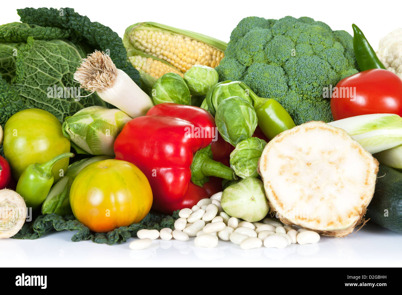Fresh raw vegetables composition isolated on white. Close view Stock ...