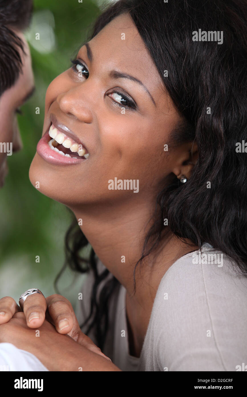 Portrait of a woman laughing Stock Photo - Alamy
