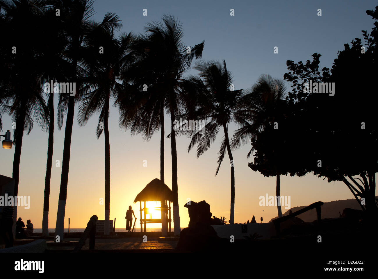 Sunset at a beach resort hotel on the Strip in Mazatlan,Mexico Stock ...