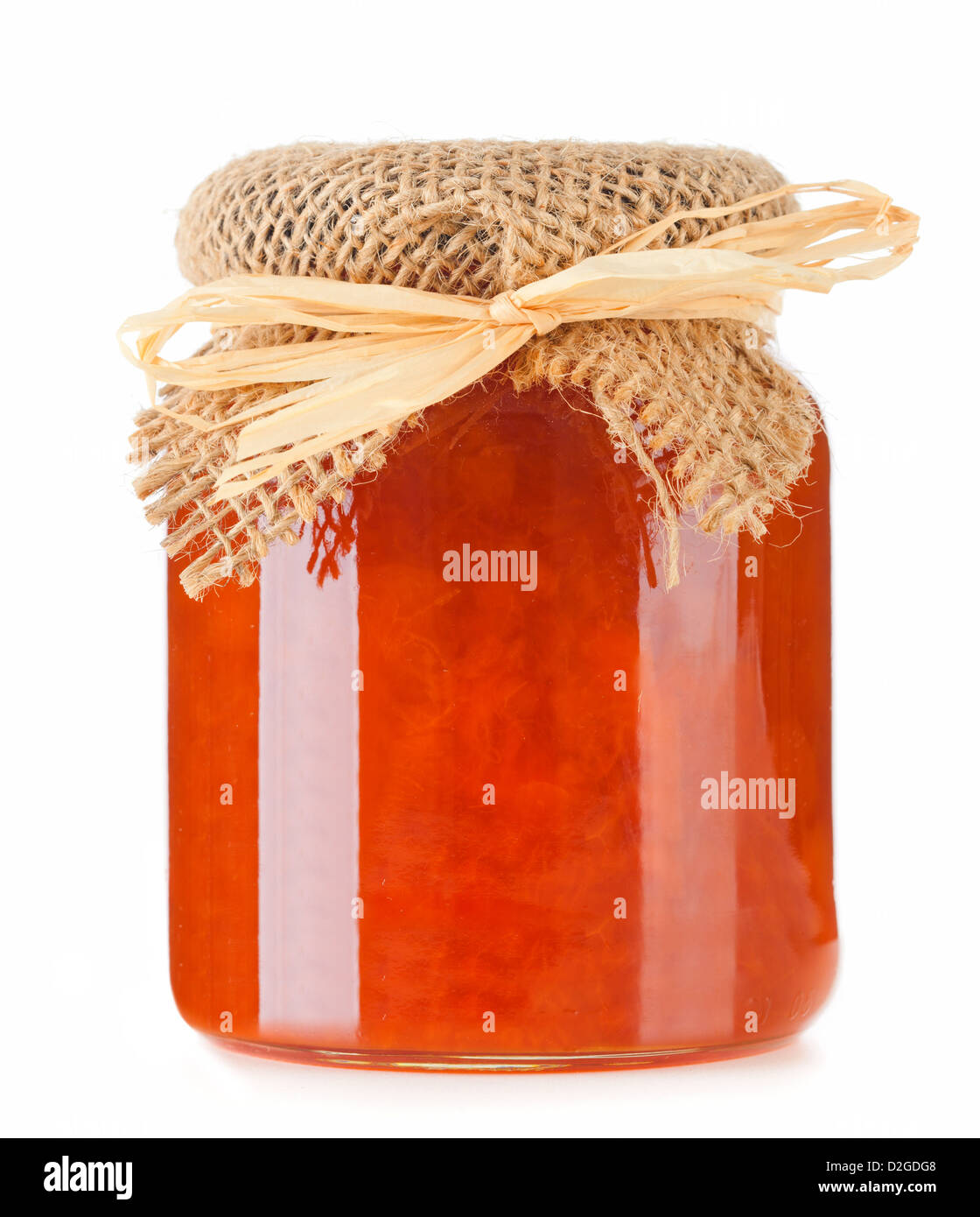 Pot of jam on white background Stock Photo - Alamy