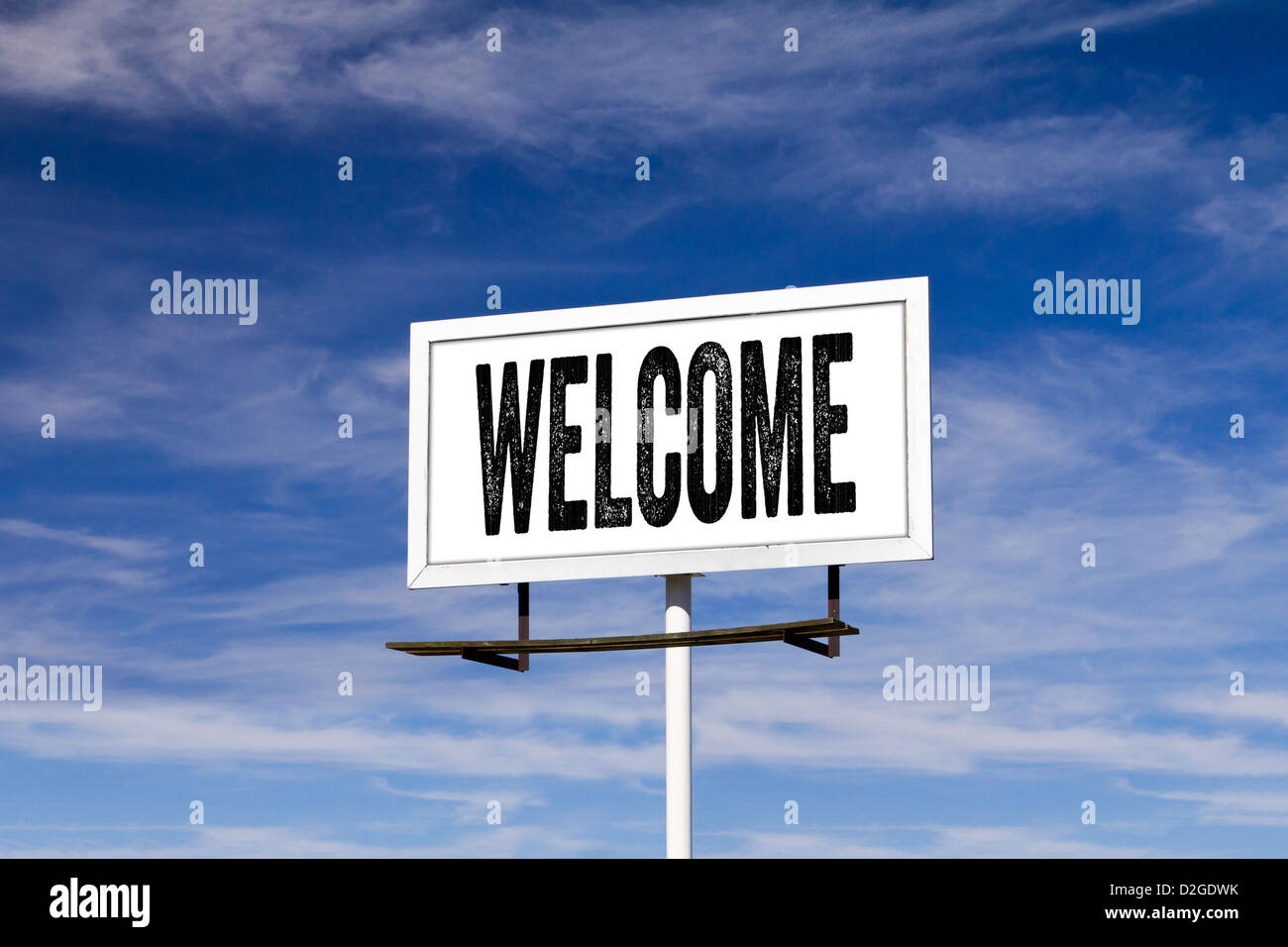 Welcome Message on White Billboard Background Stock Photo - Alamy