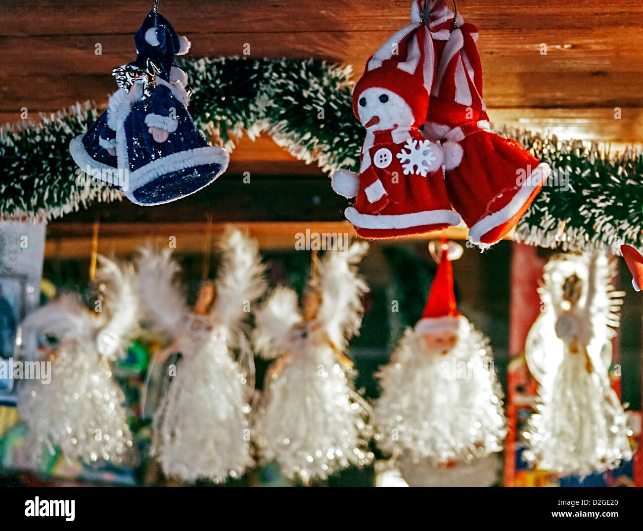 Various decorations made for Christmas and representing Santa Claus and ...