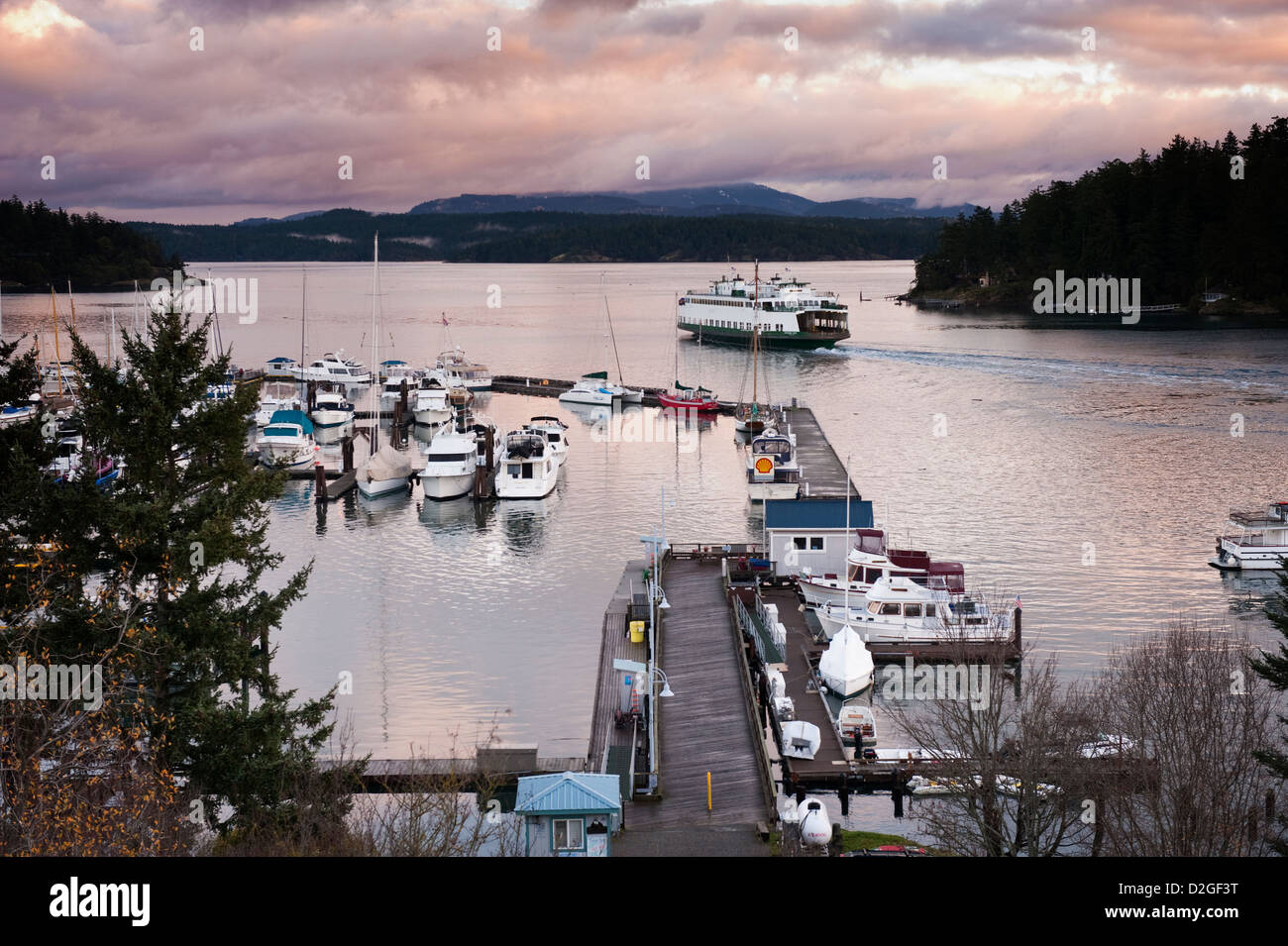 Friday Harbor, San Juan Island, Washington. A Washington State Ferry ...