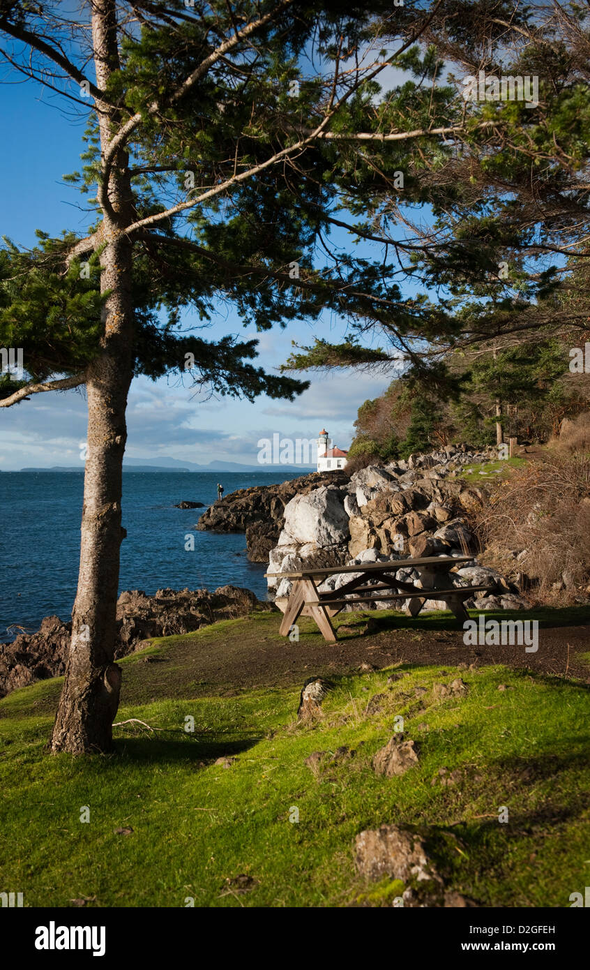 Lime Kiln Lighthouse, located on the west side of San Juan Island on ...