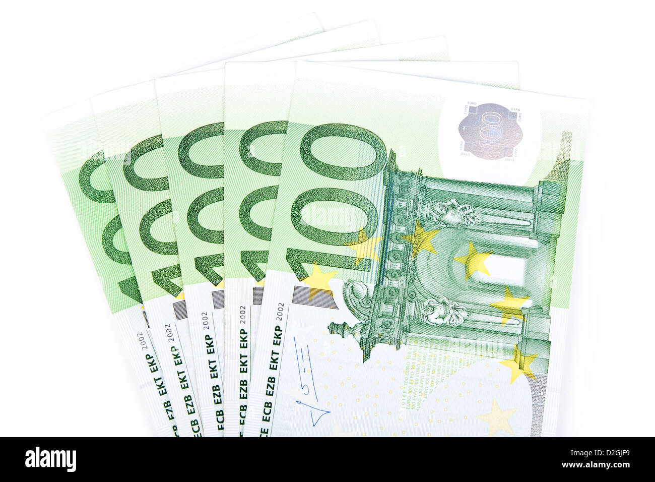 Close-up of 100 Euro banknote isolated on white background Stock Photo ...