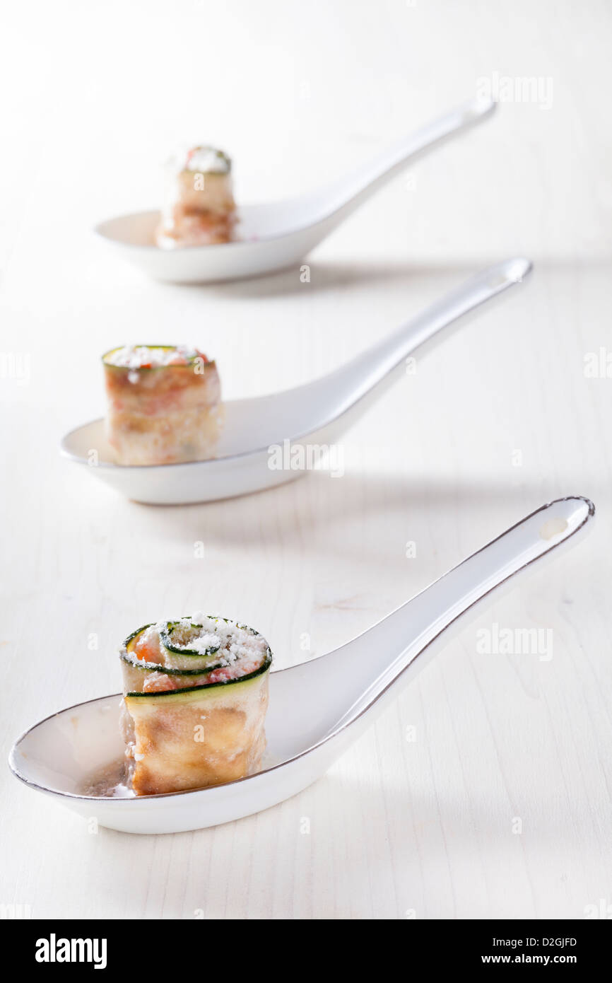 Stuffed courgette rolls Stock Photo - Alamy