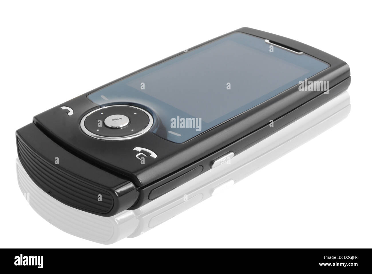 Modern mobile phone slider with reflection isolated on a white ...