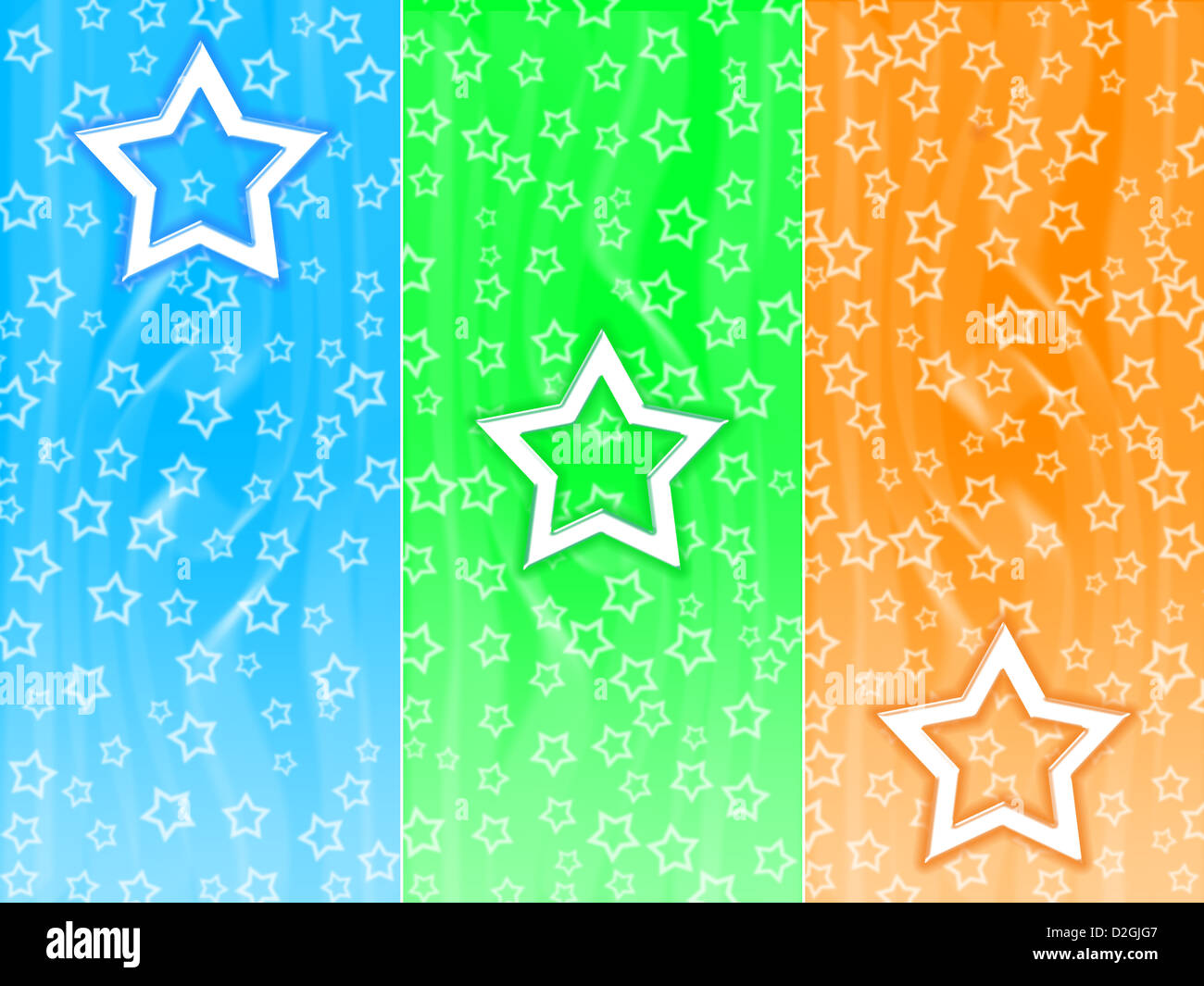 Three big stars and many small stars on a color background Stock Photo ...