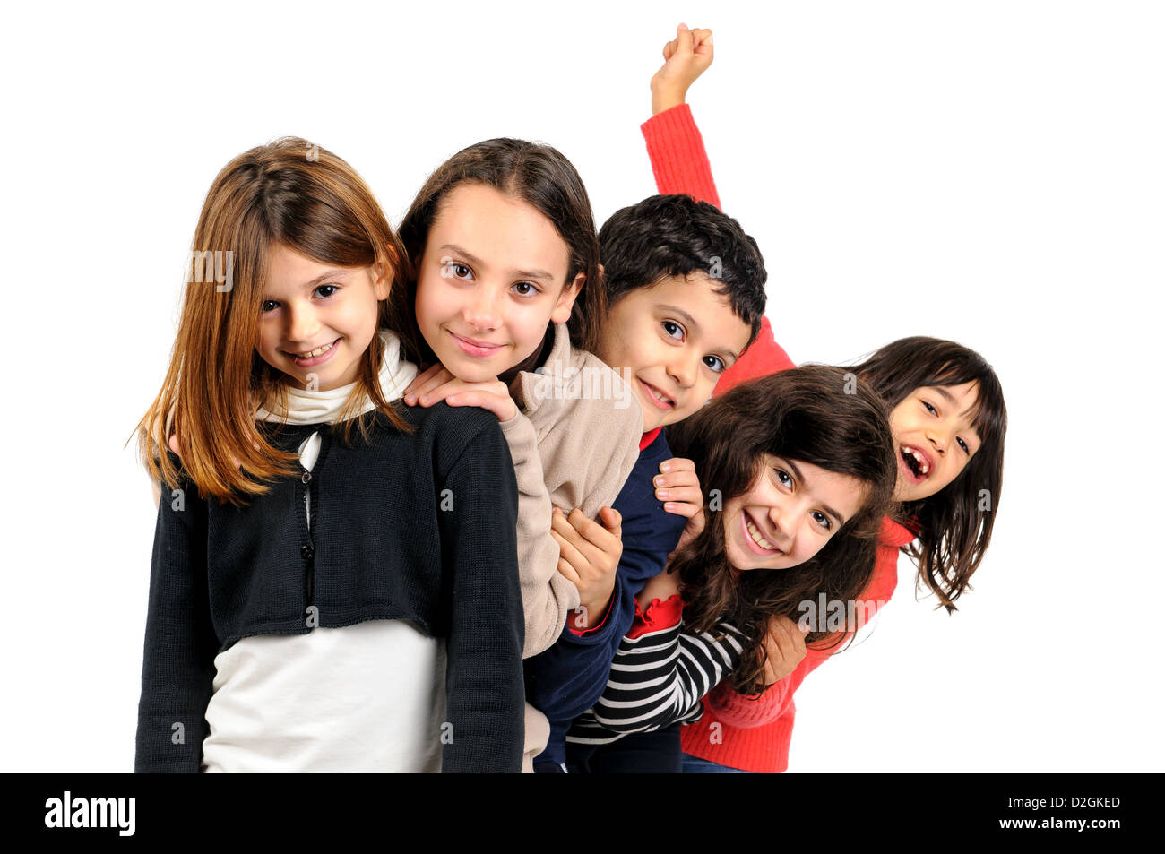 Group of children posing isolated in white Stock Photo - Alamy