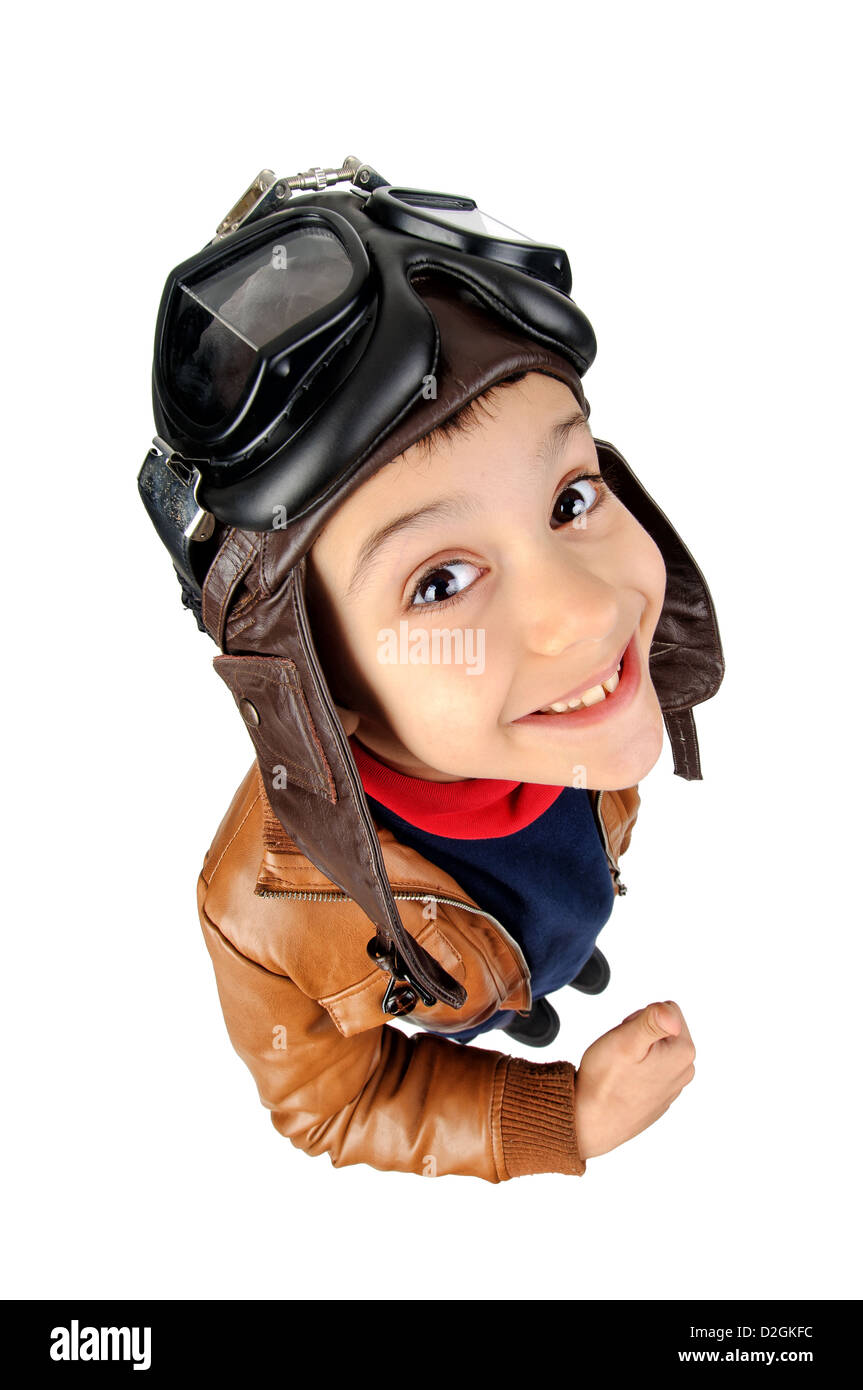 Young boy pilot isolated in white Stock Photo - Alamy