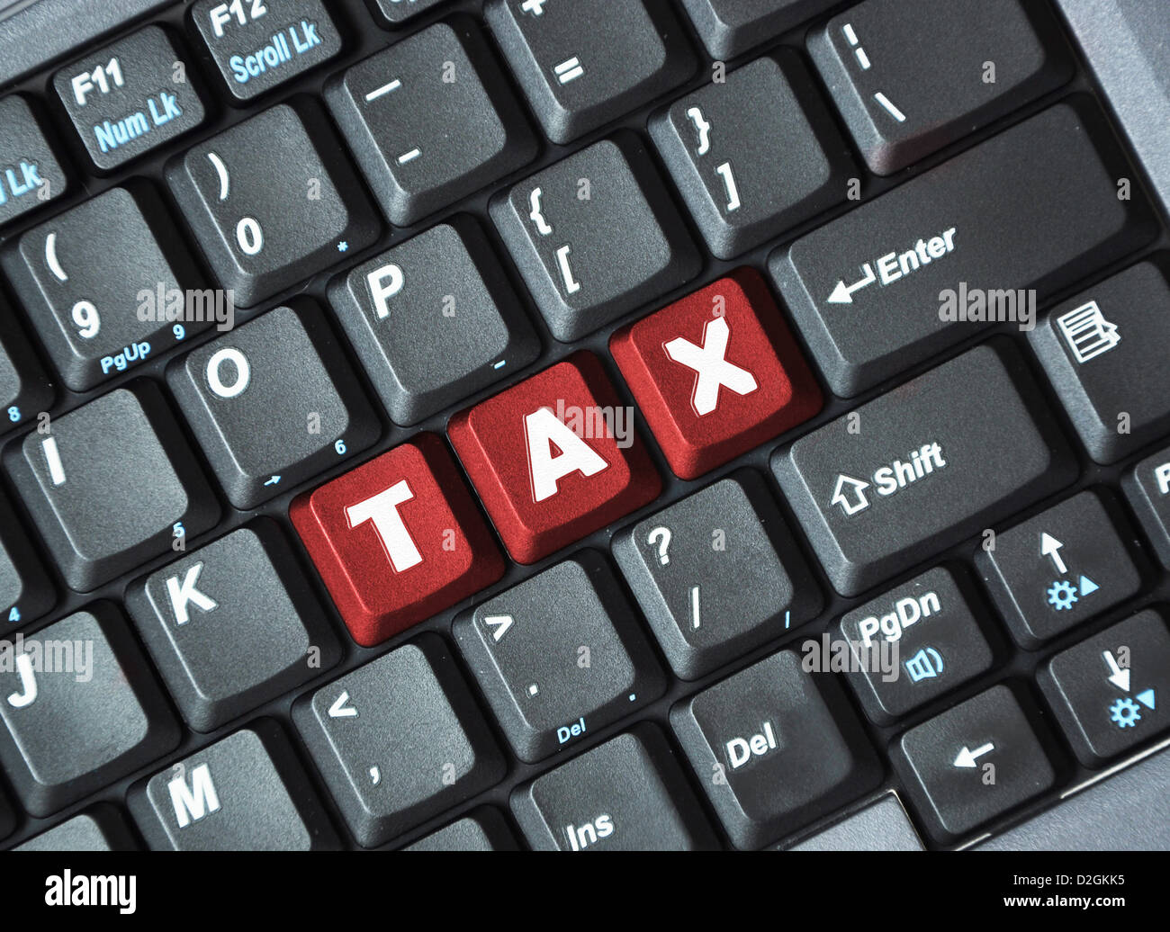 Red tax key on keyboard Stock Photo - Alamy