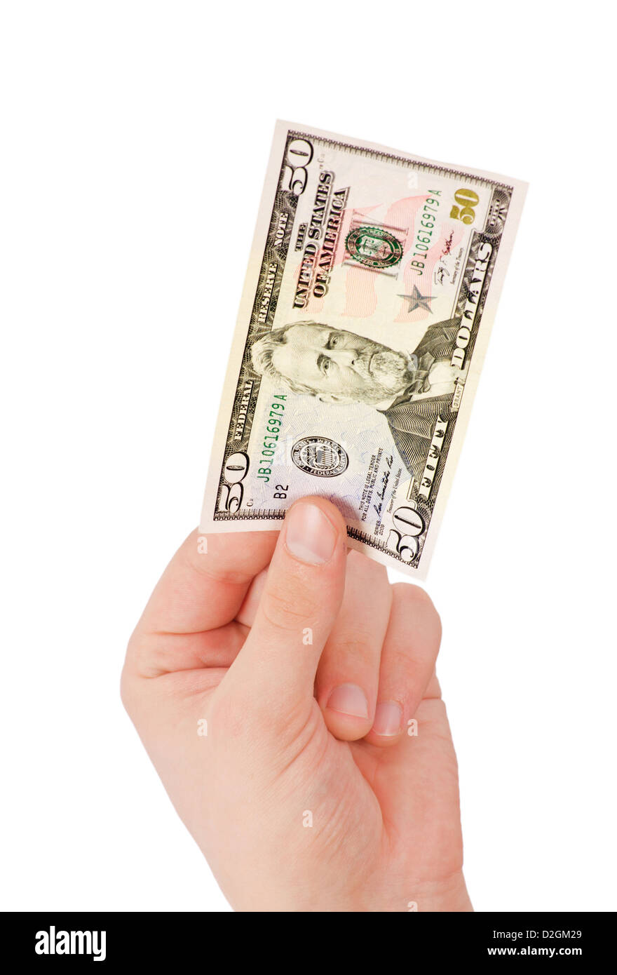 Money (Dollars) in a hand isolated on white Stock Photo - Alamy